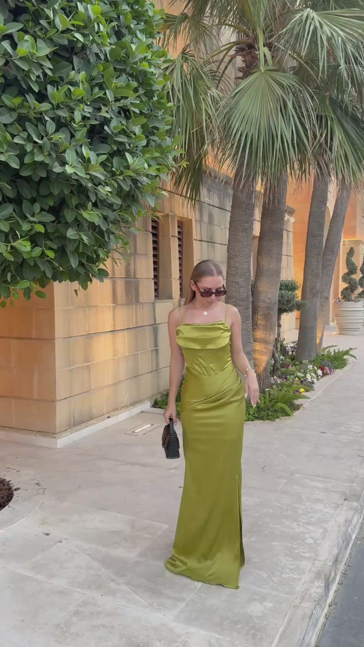 Olivia Olive Maxi Dress | DE NOIR